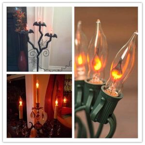 SUNSGNE Christmas Flicker Flame Light Bulbs, Crystal Clear Flame Tip Candelabra Bulbs, Flickering Replacement Bulbs Dances with a Orange Flame, 1 Watt, 120 Volt, E12 Candelabra Base, 12 Pack