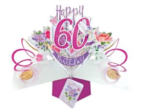 female 60th birthday pop-up greeting card original second nature 3d pop up cards