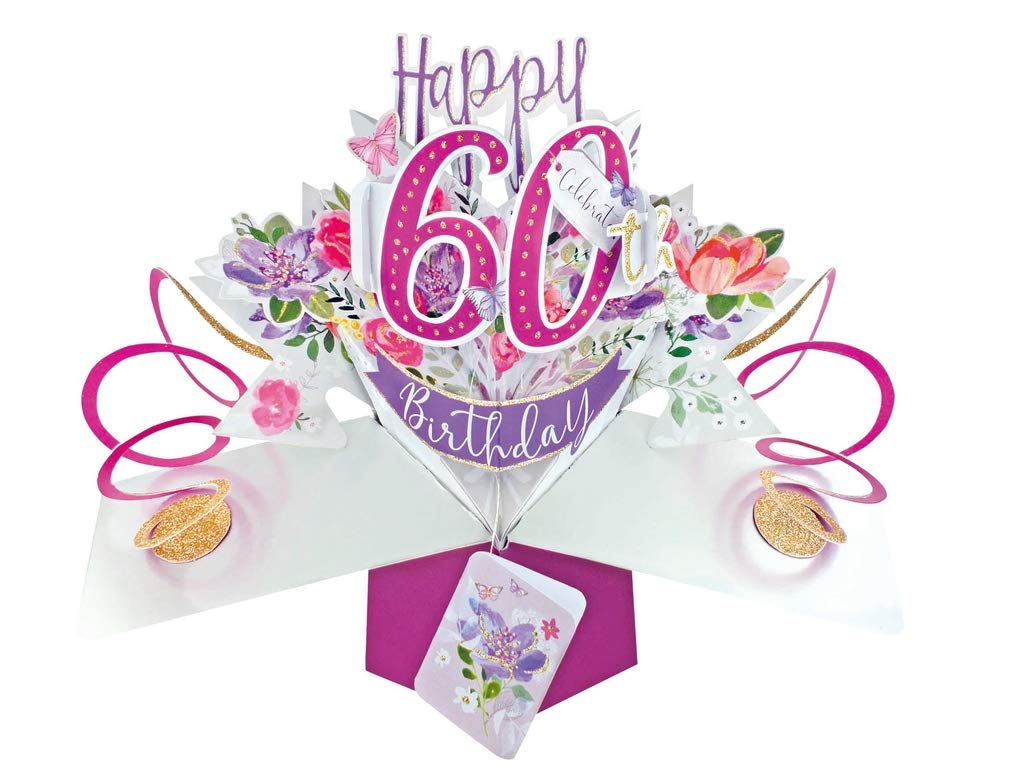 Female 60th Birthday Pop-Up Greeting Card Original Second Nature 3D Pop Up Cards