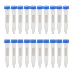 kesell 10ml centrifuge tube conical bottom blue screw cap with clear graduation and writing area, pack of 20