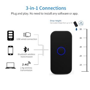 Mini Bluetooth Wireless Barcode Scanner,Symcode USB Portable Handheld 1D CCD Barcode Scanner Reader for POS/Android/iOS/iMac/Ipad