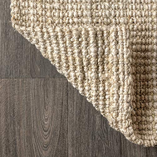 JONATHAN Y NFR103A-28 Hiro Hand Woven Chunky Jute Indoor Area -Rug Bohemian Farmhouse Easy -Cleaning Bedroom Kitchen Living Room Non Shedding, 2 X 8, Ivory