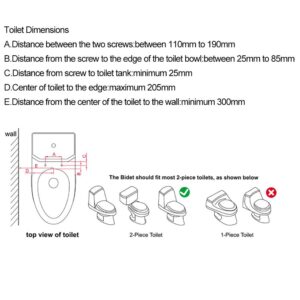 Bluting Bidet Attachment for Toilet,Left Handed Dual Nozzle Cold and Hot Water Spray,Non-Electric Mechanica Toilet Bidet,Water Pressure Control,ABS,for Pregnant/Elderly/Overweight,White-3/8