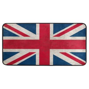 alaza retro union jack british flag non slip kitchen floor mat kitchen rug for entryway hallway bathroom living room bedroom 39 x 20 inches(1.7' x 3.3')