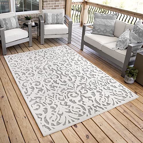 My Texas House by Orian Lady Bird Area Rug, 6'6" x 9'6", Natural Gray