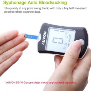 AUVON DS-W Draw-in Blood Glucose Test Strips for use with AUVON DS-W Diabetes Sugar Testing Meter (No Coding Required, 150 Count)