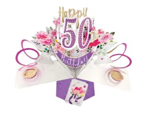 second nature 50th birthday flowers pop up greeting card - pop191