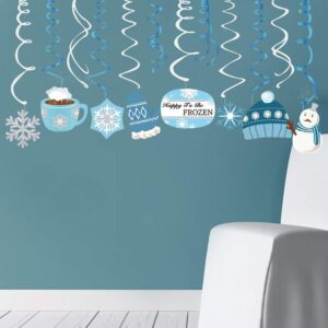 Christmas Snowman,Snowflake,Winter,Snow Frozen Hanging Swirl Decorations for Festival,Party,Together,Celling,Classroom,Home,Office,Bedroom(30Ct)