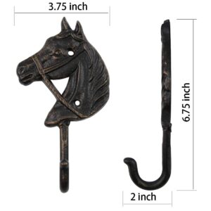 Coat Hook Hat Hook Vintage Wrought Iron Wall Mounted Screws Included Wall Hook (Horse)