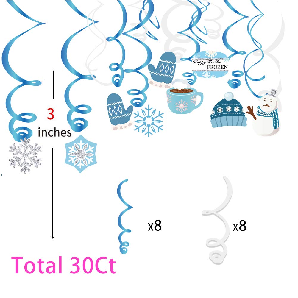 Christmas Snowman,Snowflake,Winter,Snow Frozen Hanging Swirl Decorations for Festival,Party,Together,Celling,Classroom,Home,Office,Bedroom(30Ct)