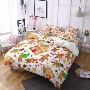 realin cartoon christmas tree duvet cover set gingerbread man bedding merry christmas bed sets 2/3/4pcs quilt covers/sheets/pillow shams,twin/full/queen/king (a,twin-172x218cm-3pcs)