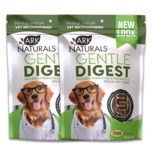 ark naturals gentle digest soft chews, vet recommended dog and cat prebiotics and probiotics, digestive and immune system support, 2 pack