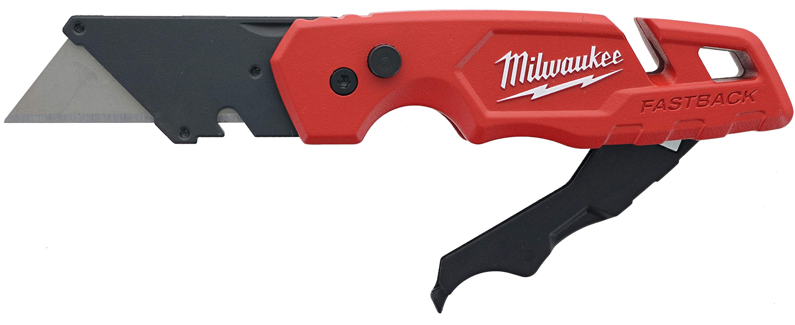 Milwaukee 48-22-1502 Fastback Folding Utility Knife with 5 Blade Storage, Wire Stripping Compartment, and Gut Hook