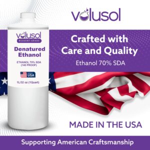 Volu-Sol Reagent-Grade 70% Denatured Ethanol (140 Proof) - Designed for Research & Industrial Applications, Non-Consumable - Preferred by Healthcare & Veterinary Professionals - 1000 mL / 32 oz