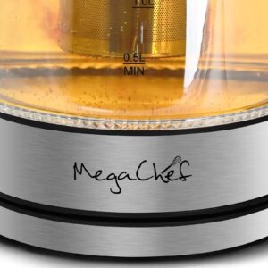 MegaChef 1.8Lt. Glass Body and Stainless Steel Electric Tea Kettle with Tea Infuser