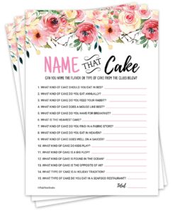 30 name that cake game cards- bridal or baby shower, birthday, gender reveal, engagement or bachlorette party- fun, easy activity for women, men, and kids