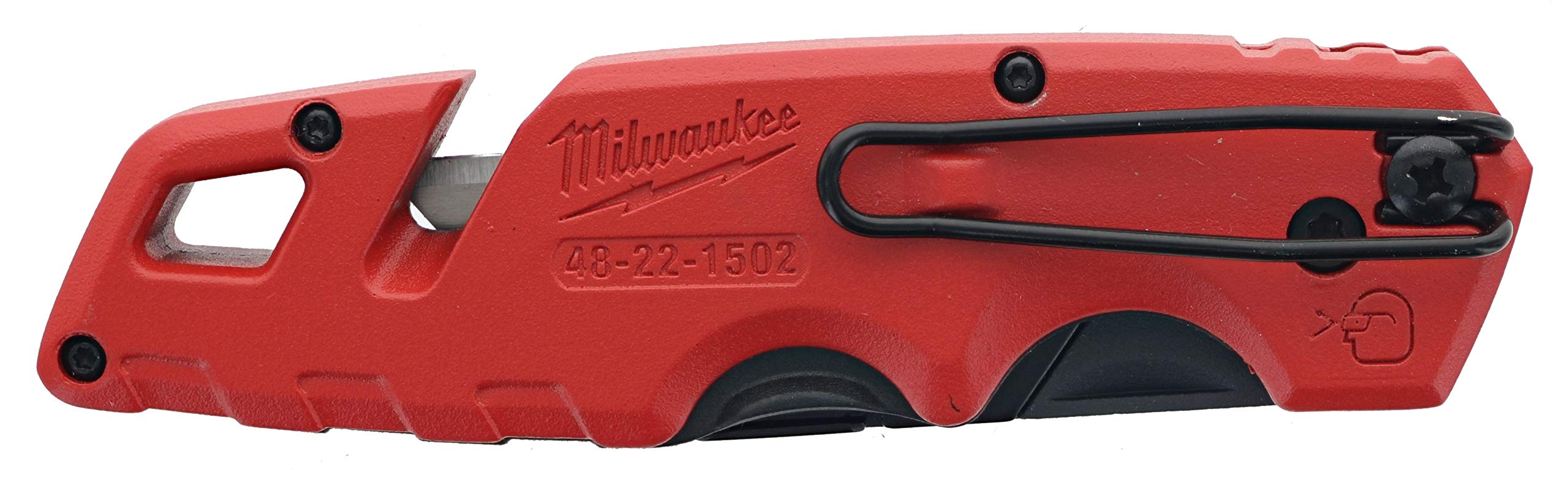 Milwaukee 48-22-1502 Fastback Folding Utility Knife with 5 Blade Storage, Wire Stripping Compartment, and Gut Hook