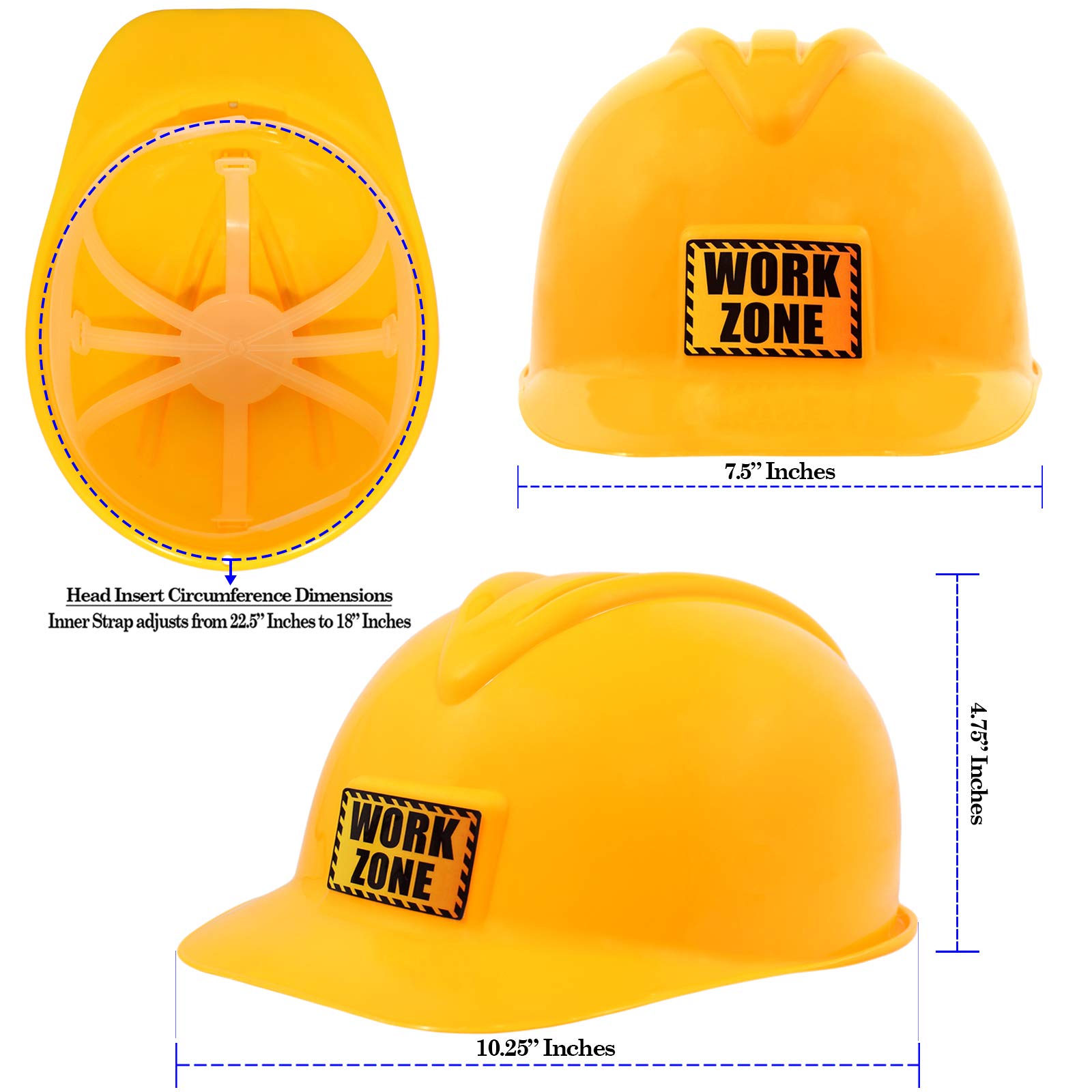 AnapoliZ Kids Dress Up Costume Hat | Yellow Plastic Construction Worker Helmet for Parties | Safety Engineer Cap