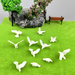 CWBPING 24pcs Plastic Birds Small Figure Toy Dove Bird of Peace 1:25 Scale G Model Train Railway Modeling