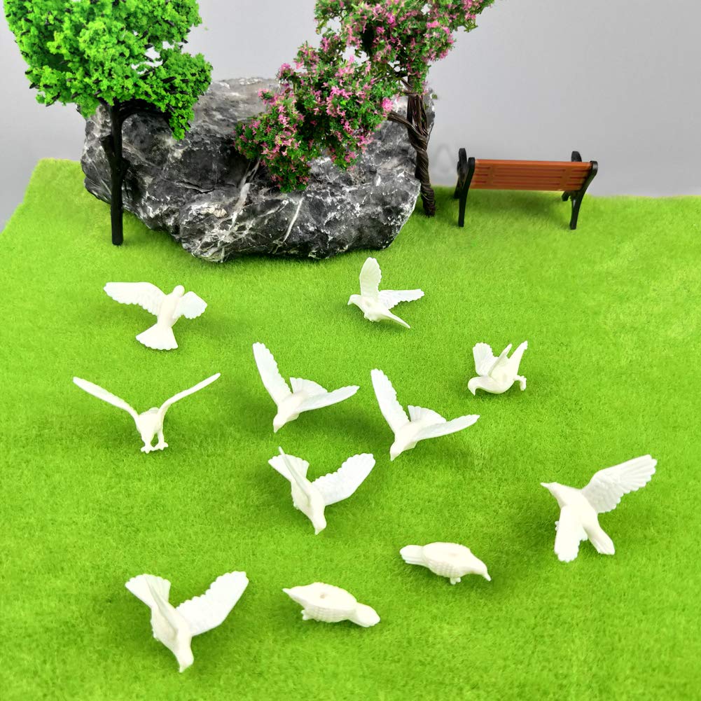 CWBPING 24pcs Plastic Birds Small Figure Toy Dove Bird of Peace 1:25 Scale G Model Train Railway Modeling