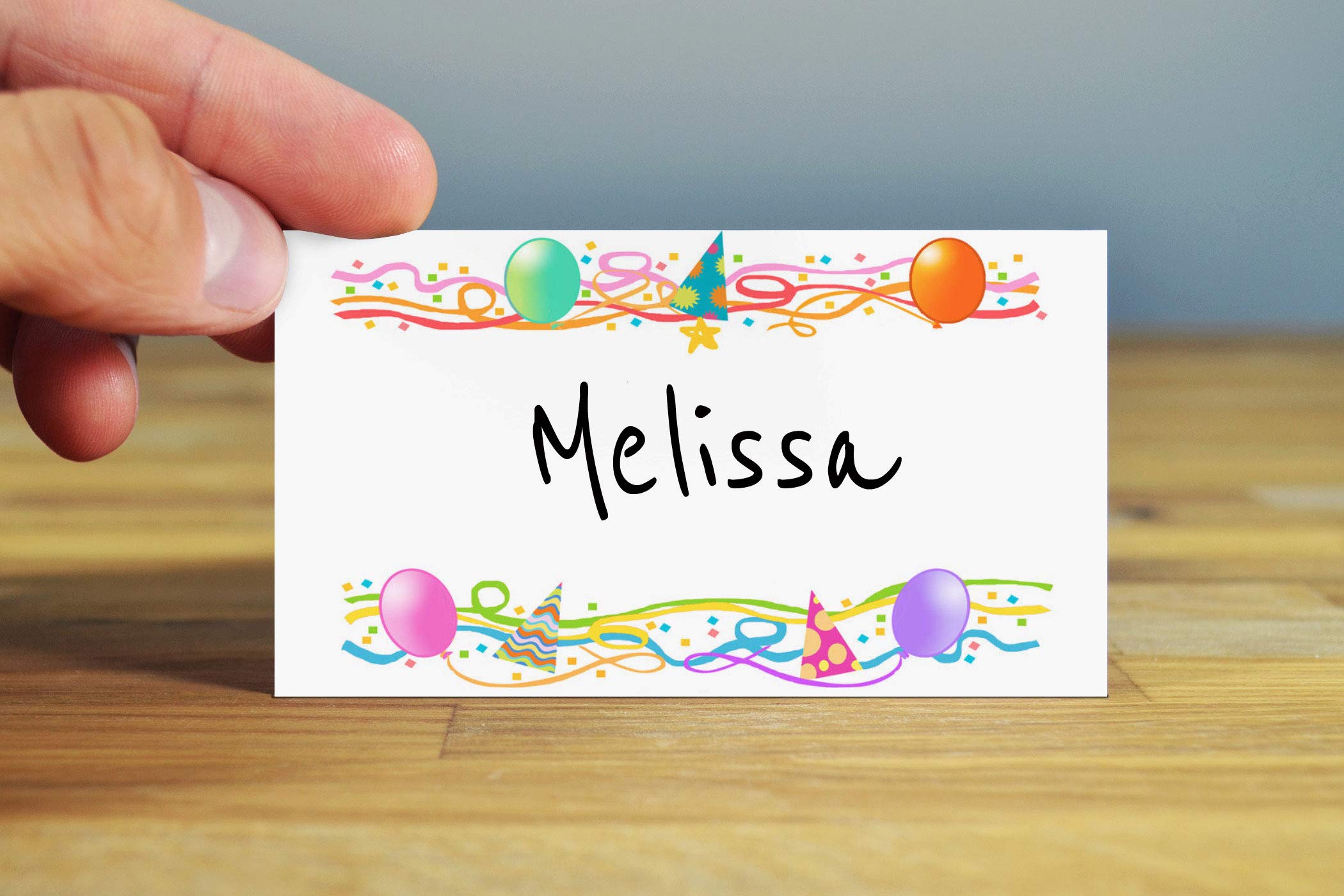 Stonehouse Collection Birthday Party Place Cards - 25 Happy Birthday Guest Seating Name Cards - Party Table Tents - Name Cards (Balloons & Confetti)