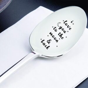 I love you to the moon and back - Valentine Couple Anniversary Spoon Gift - Engraved Spoon Gifts