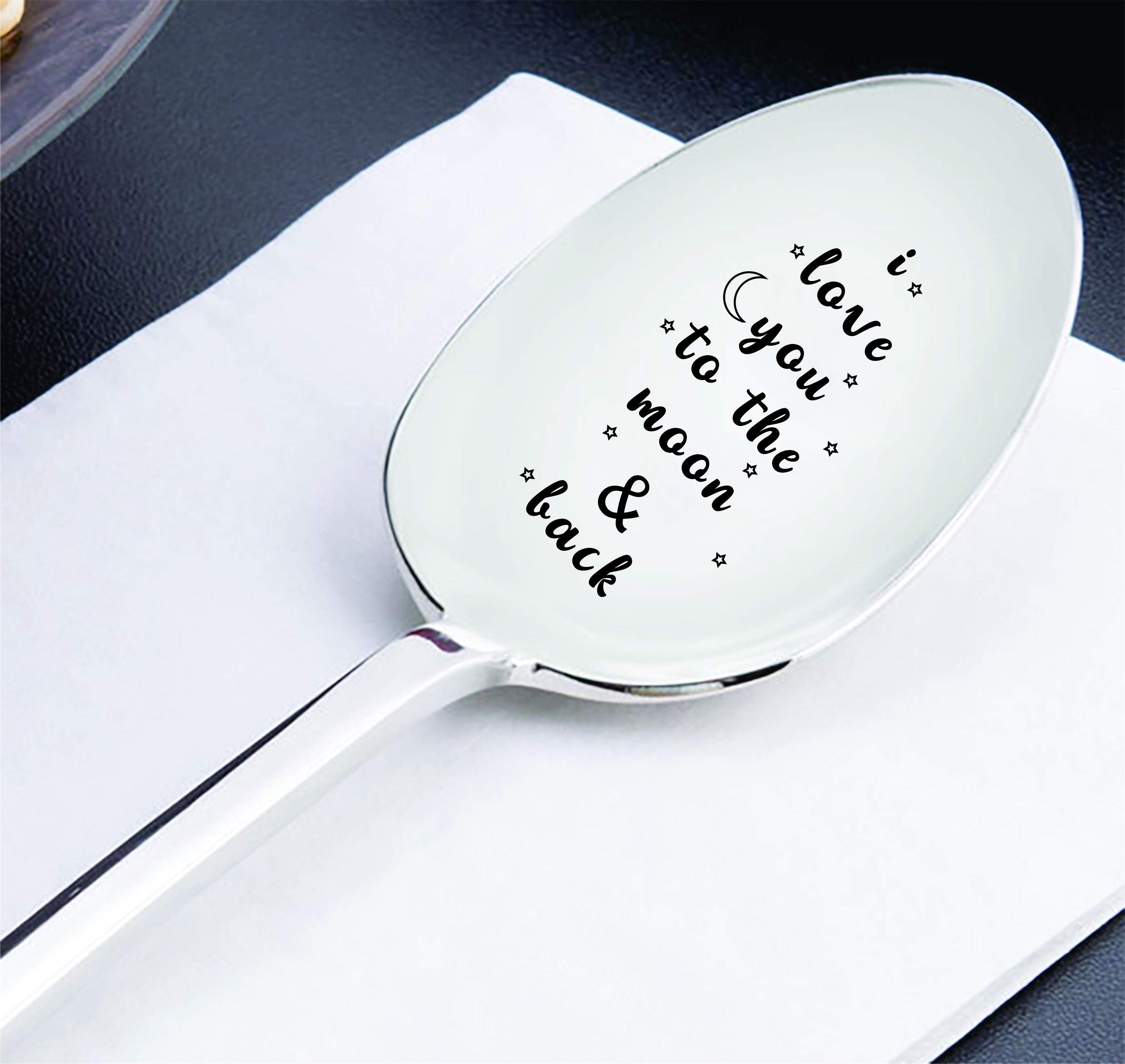 I love you to the moon and back - Valentine Couple Anniversary Spoon Gift - Engraved Spoon Gifts