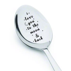 i love you to the moon and back - valentine couple anniversary spoon gift - engraved spoon gifts