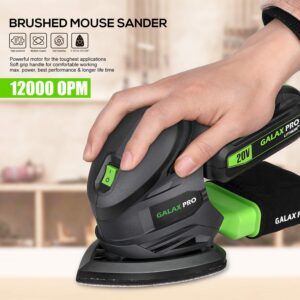 GALAX PRO Cordless Detail Sander 20V, 20Pcs Sandpapers,12000 RPM Sanders with Dust Collection System for Tight Spaces Sanding in Home Decoration, Battery and Charger Included