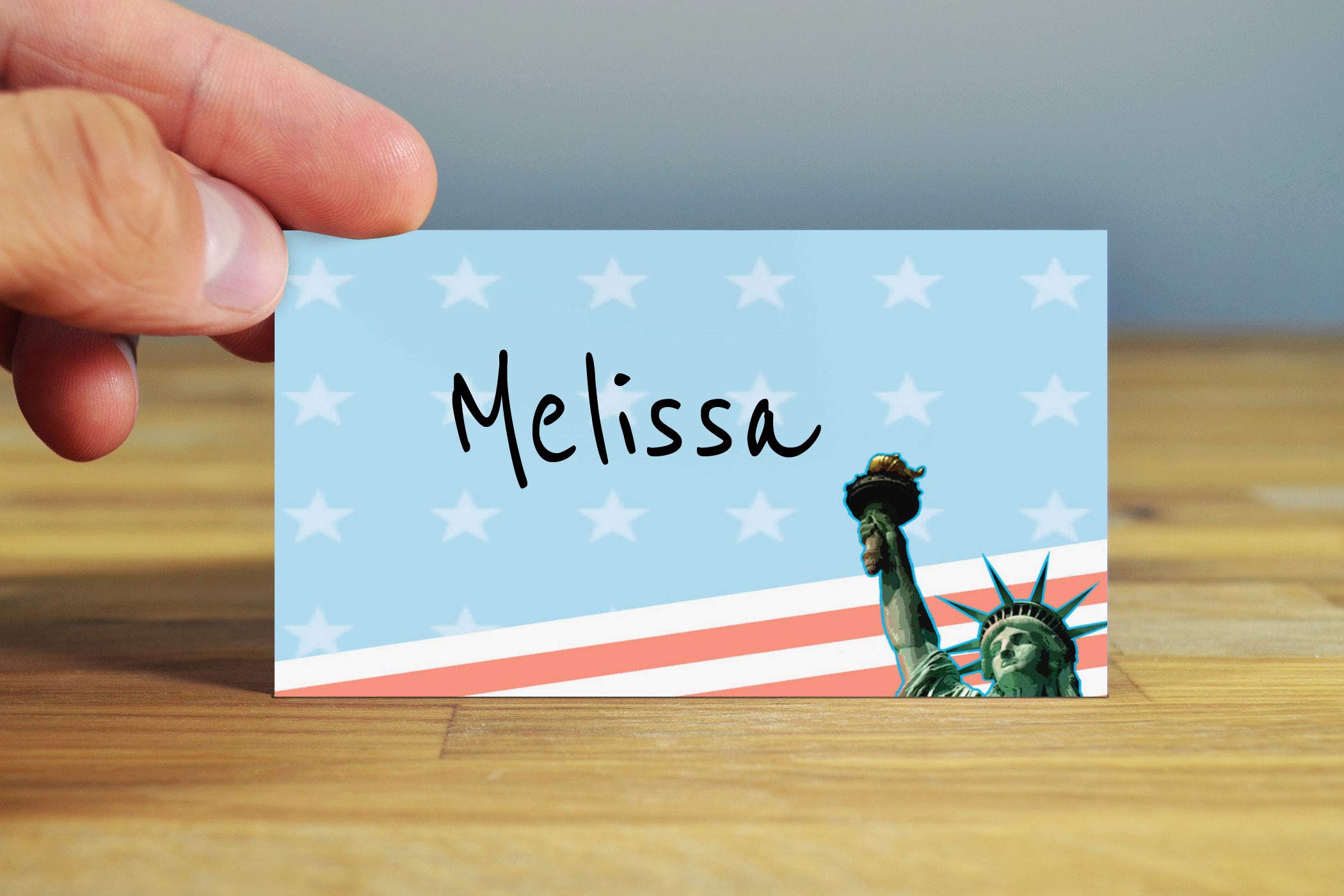 Stonehouse Collection Table Tent Place Cards - 25 Patriotic Theme Guest Seating Name Cards - American Flag Table Tents - Wedding Seating, Party Name Cards