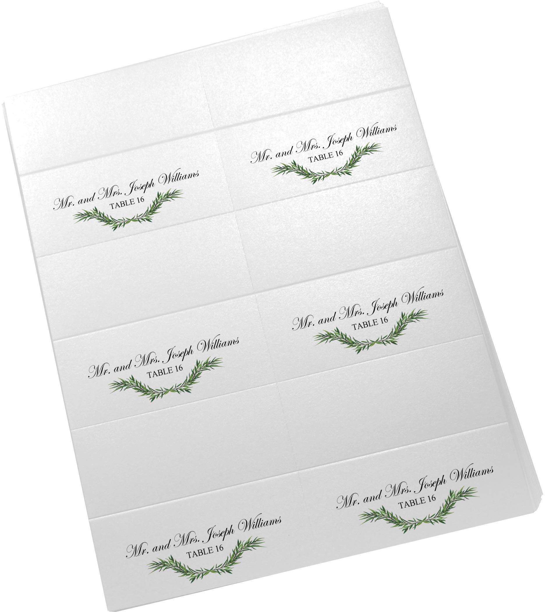 Wreath and Greens Garland Swag Printable Place Cards, Set of 60 (10 Sheets), Laser & Inkjet Printers - Wedding, Party, Dinner, and Special Events - Made in the USA