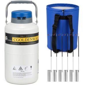 cgoldenwall 3l liquid nitrogen container cryogenic container ln2 tank aluminum alloy dewar liquid nitrogen dewar with 6 canisters and carry bag (3l)