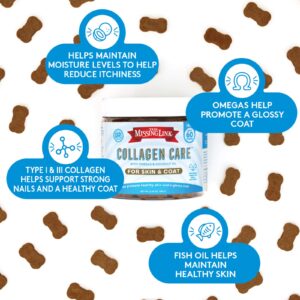 The Missing Link Collagen Care Skin & Coat Soft Chews 60ct - Daily Hair Growth, Healthy Skin & Strong Nails Support for Dogs