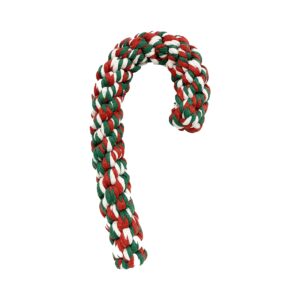 midlee candy cane rope christmas dog toy (large)- thick big chew pet holiday puppy toy -red white green