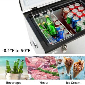 ReunionG 63-Quart Chest Freezer with LCD Display, Temperature-Adjustable Mini Vehicle Refrigerator with Removable Basket and Handles, Portable Electric Cooler Fridge for Home, RVs and Office