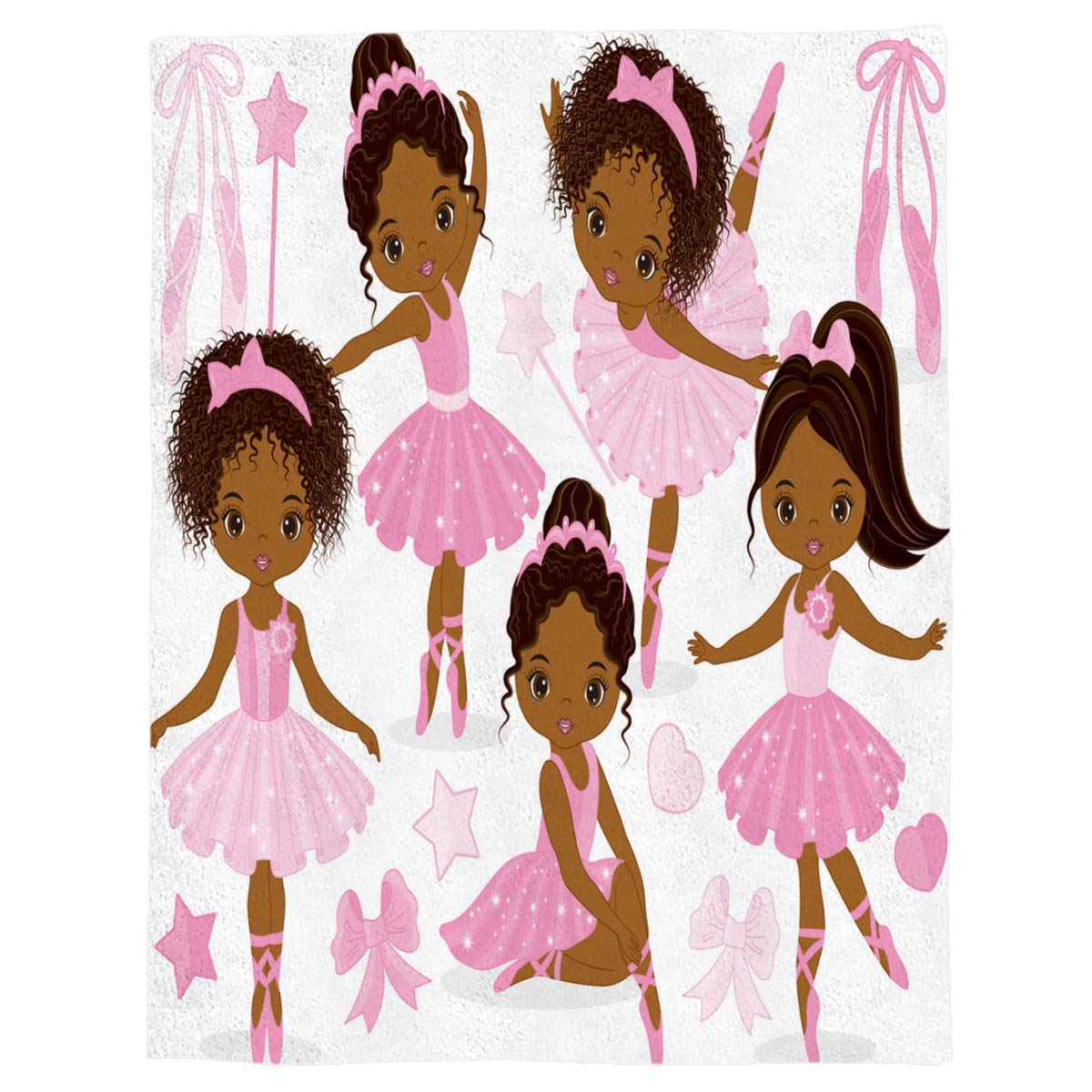 Roses Garden Fleece Blanket Cute Girl Ballerina Dancer Gymnastic Pattern Blanket 40"x50" - Lightweight Cozy Snuggly Warm Fluffy Plush Blanket Super Soft Microfiber Flannel Throw Blanket for Bed Couch