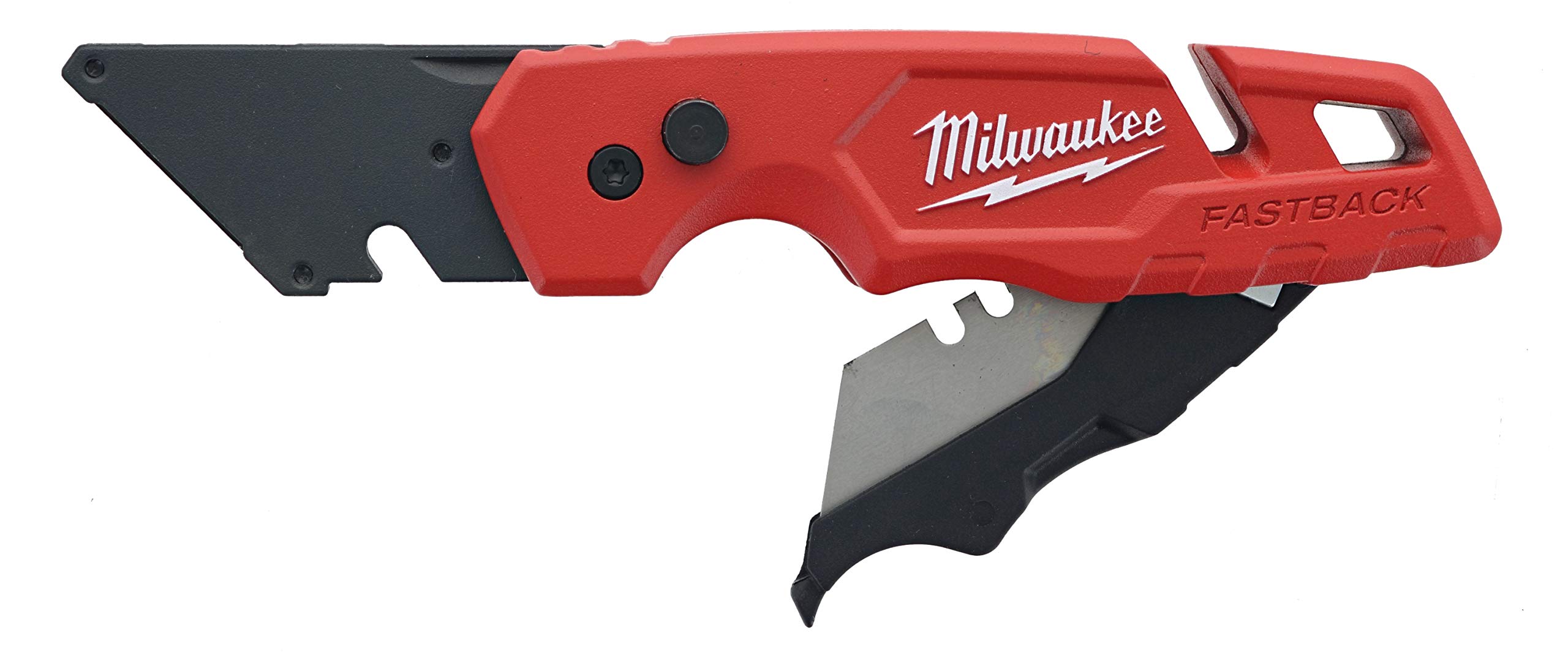 Milwaukee 48-22-1502 Fastback Folding Utility Knife with 5 Blade Storage, Wire Stripping Compartment, and Gut Hook