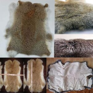 4pack natural tanned rabbit fur pelt real rabbit skin hide pelts (10" by 12" rabbit pelt with sewing quality leather) (natural yellow tanned)