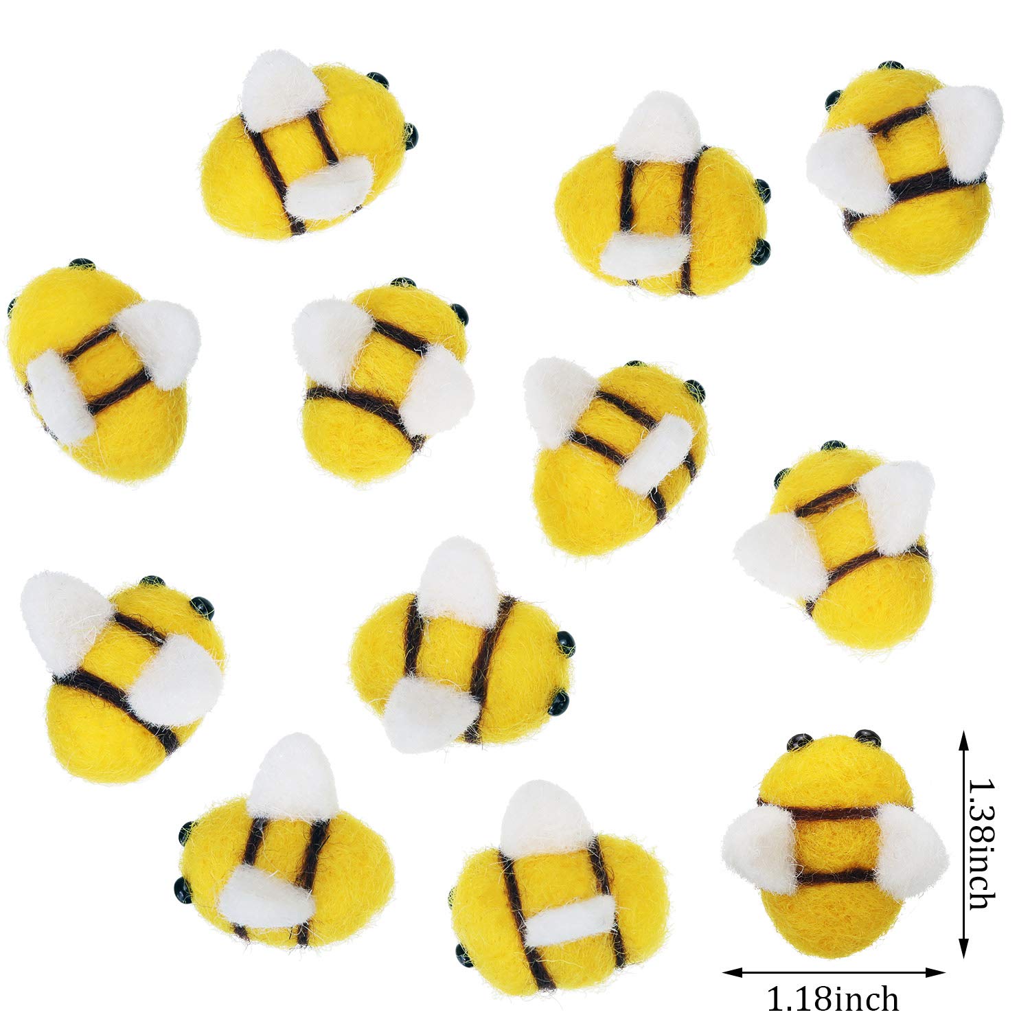 12 Pieces Wool Felt Bee Mini Crafts Bee for Baby Shower Gender Reveal Craft Scrapbooking DIY Decoration Nursery Tent Christmas Decoration