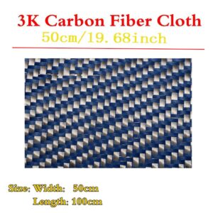 SOFIALXC 3k Carbon Fiber Fabrics Cloth Wrap Twill Weave 500mm Wide and 1000mm Long for Cars, Motorcycle Rc (Blue Black)