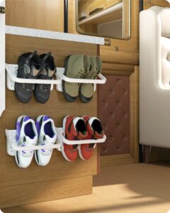 baffect wall hanging shoes rack, door mounted plastic shoe organizer, rv camper folding shoes holder for space saving shoes storage (4 packs)