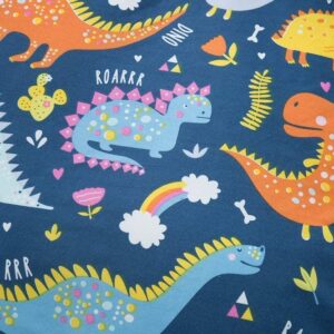 NATURETY Soft Bedding Fitted Sheet with Deep Pocket,Thicken Fabric Dino Printed Bed Sheets for Teens (Navy Blue(Dinosaur), Twin)