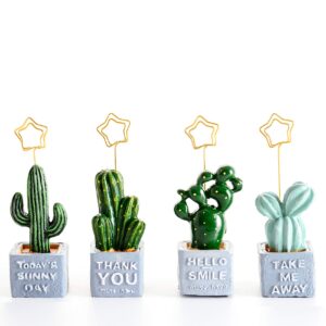 cznest 4pcs place card holders，cute photo holders，lovely memo holder stand，table picture stands table card holder for place cards office desk