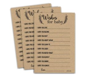 50 kraft rustic wishes for baby cards - baby shower - gender neutral - well wishes for boy or girl