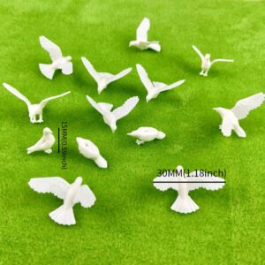 CWBPING 24pcs Plastic Birds Small Figure Toy Dove Bird of Peace 1:25 Scale G Model Train Railway Modeling