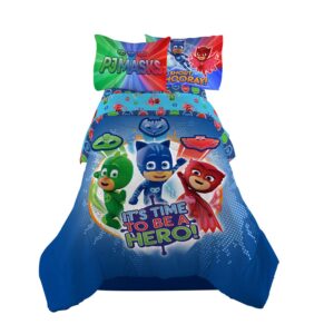 pj masks it's hero time kids bedding sheet full sheet set with full comforter - 5 piece