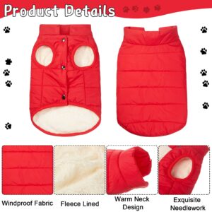 2 Pieces Pet Dog Jacket 2 Layers Fleece Lined Dog Jacket Warm Soft Windproof Small Dog Coat for Winter Cold Weather (Navy, Red, Small)