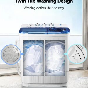 Cucina Magica Portable Twin Tub Washing Machine - 28Lbs Capacity for Apartments, RVs, Dorms, and Camping - 18Lbs Washer, 10Lbs Spinner Combo, Quiet with Drain Pump, Semi-Automatic Control