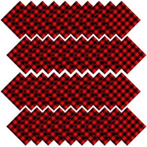 40 Pieces Christmas Buffalo Plaid Fabric Precut Fabric Cotton Squares Quilting Fabric Red and Black Fabric for DIY Sewing Quilting Patchwork Crafts, 5.9 x 5.9 Inch