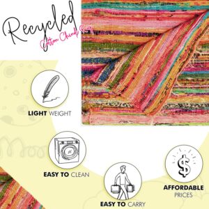 Eleet Eco Friendly 100% Recycled Cotton Chindi Rug - 3.5x6 Ft Hand Woven & Reversible for Living Room Kitchen Entry Runner (3.5x6 Feet, Orange Dyed Chindi Rug)